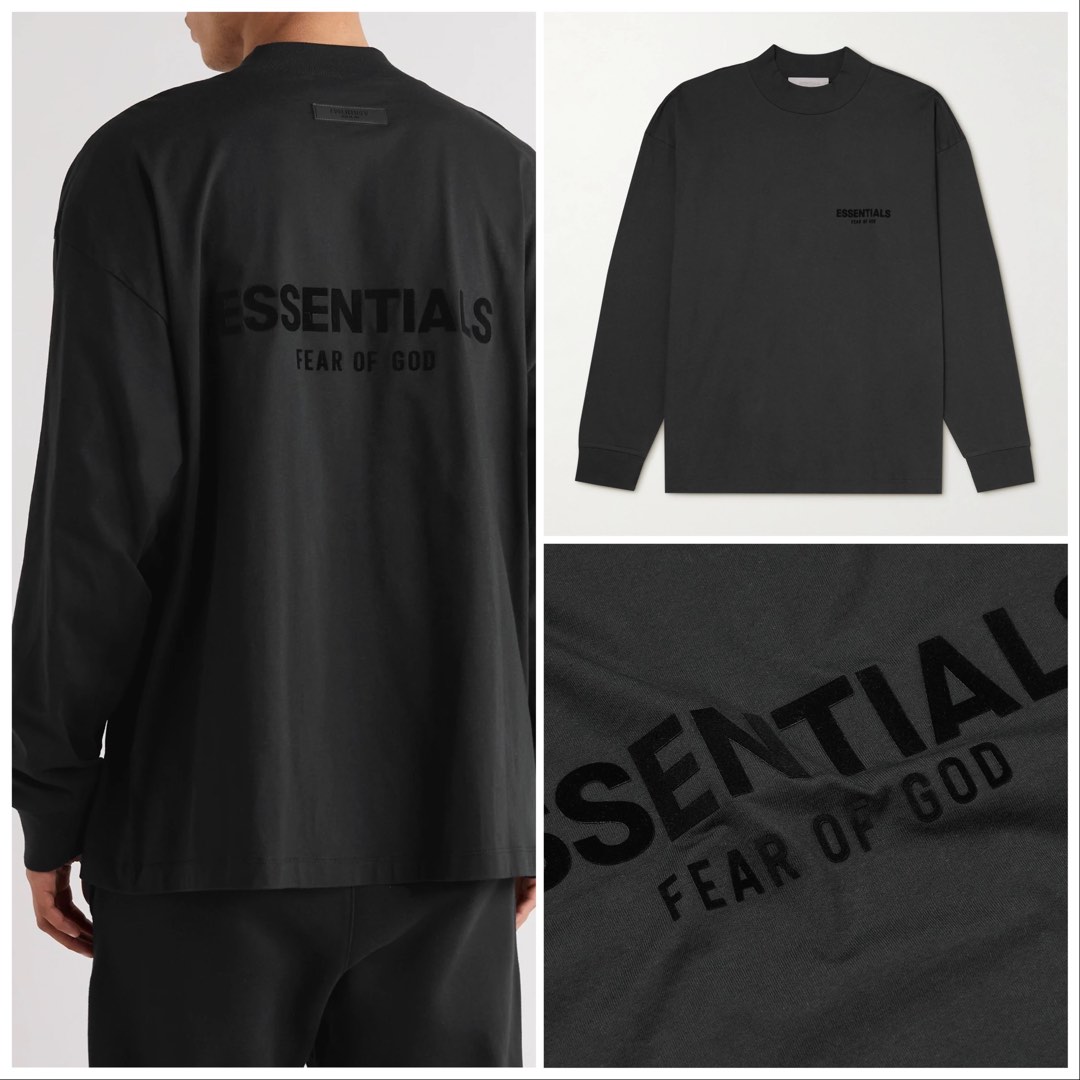 Fear of God Essentials - long sleeves black, Men's Fashion, Tops & Sets ...