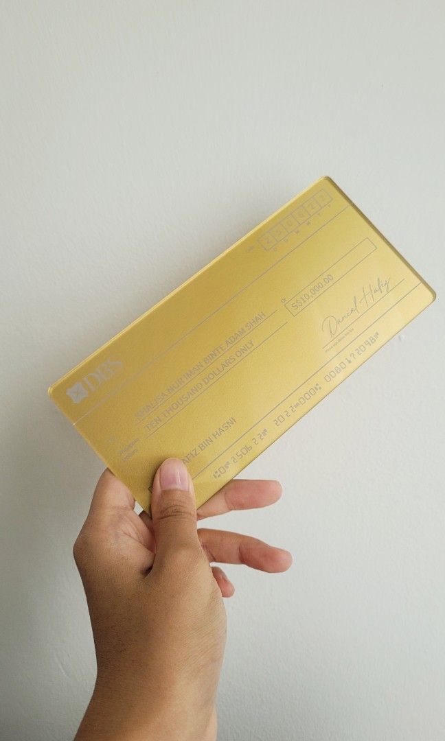 Gold & Silver laminated Acrylic Cheque, Hobbies & Toys, Stationery ...