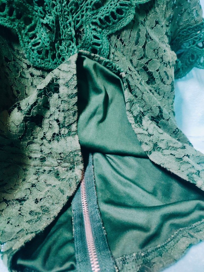 Green Lace Crop Top Womens Fashion Tops Blouses On Carousell