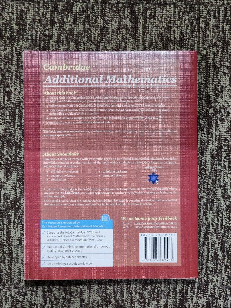 Haese Cambridge Additional Mathematics Igcse O Level 2nd Ed Hobbies