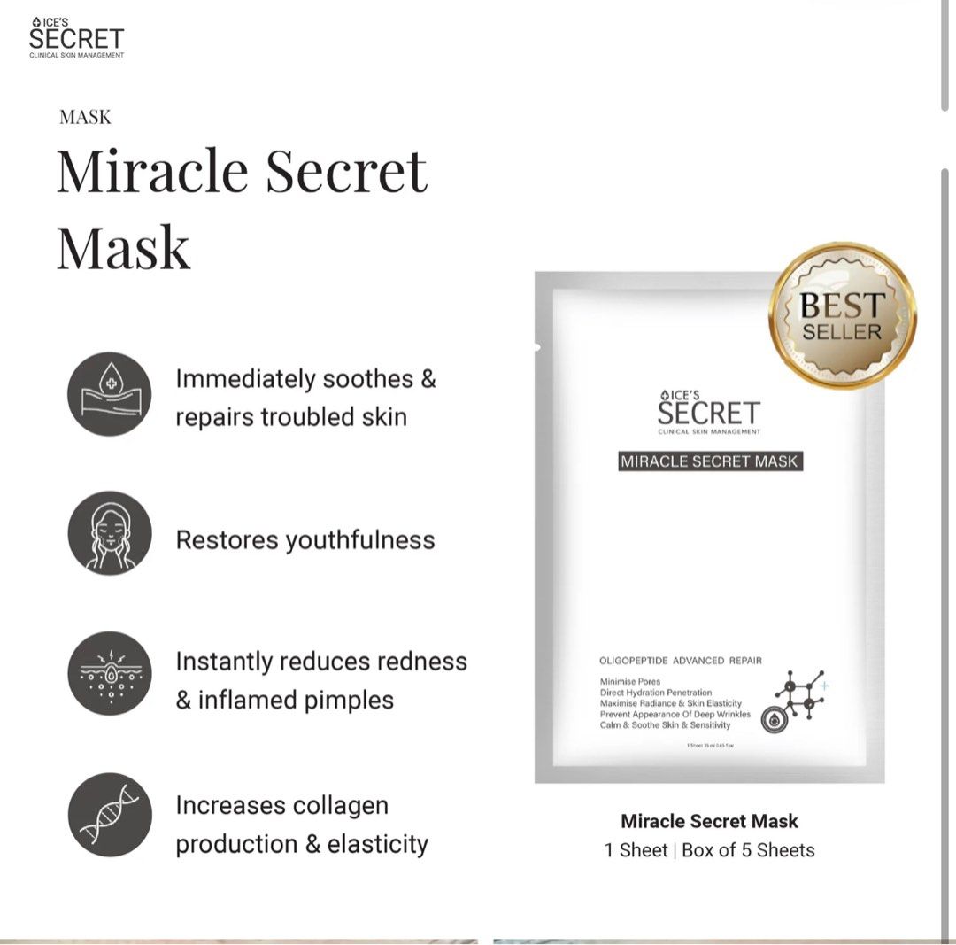 Ice Secret Miracle Secret Mask, Beauty & Personal Care, Face, Face Care ...
