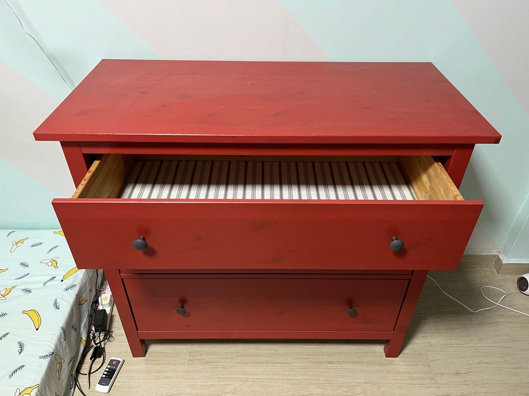 IKEA Hemnes chest of 3 drawer, red, Furniture & Home Living, Furniture ...