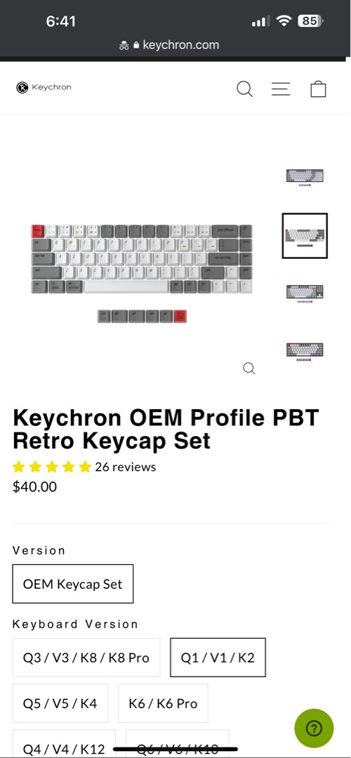 Keychron OEM Profile PBT Retro Keycap Set (K2/Q1/V1), Computers & Tech ...