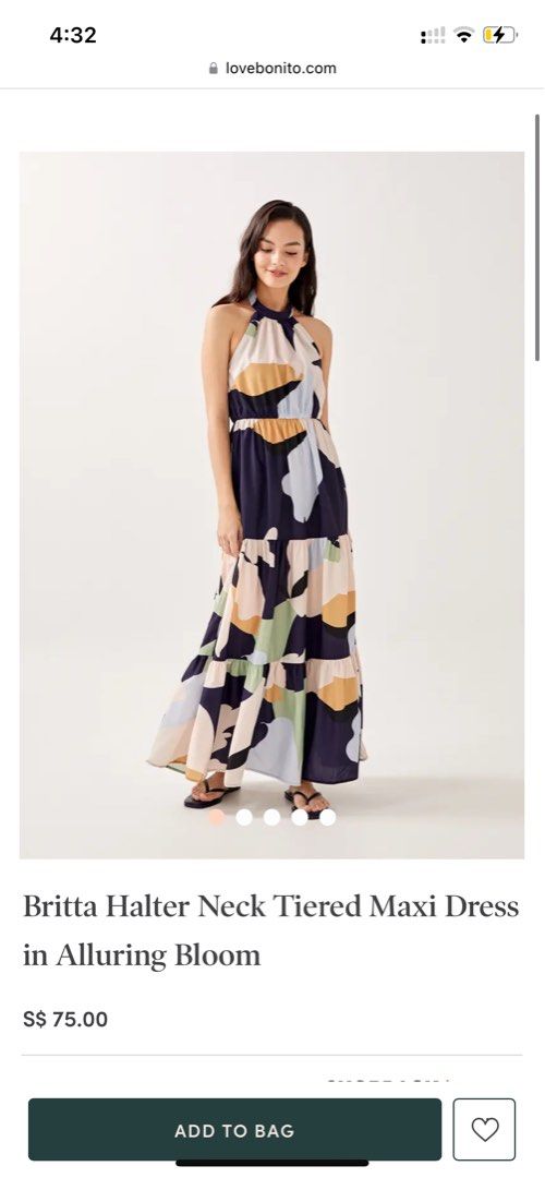 LB Love Bonito Britta Halter Neck Tiered Maxi Dress in Alluring Bloom ...