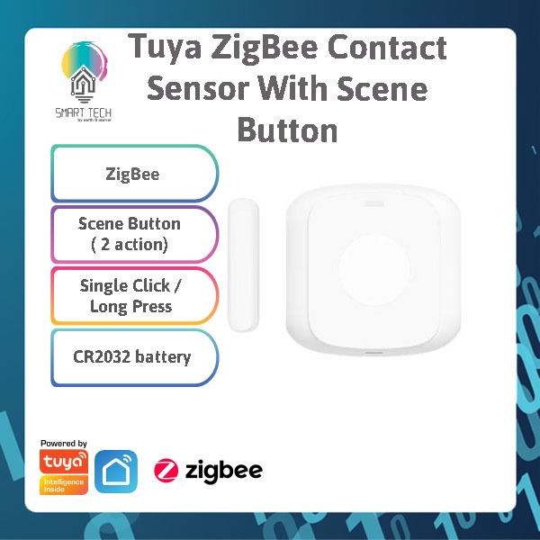 (Local Stock) Tuya Smart Zigbee Contact Sensor with Scene Button Smart ...