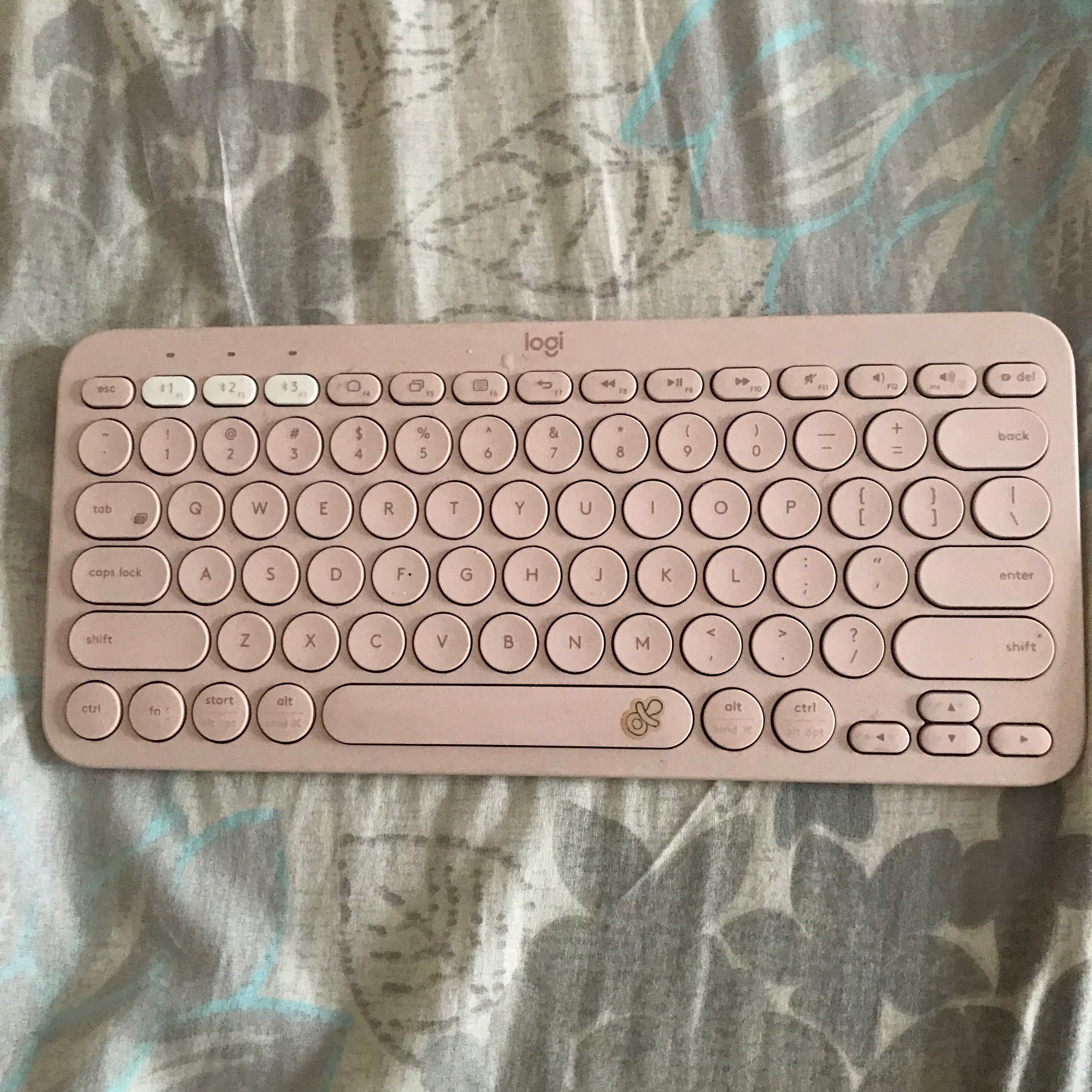Logitech Wireless keyboard (light pink), Computers & Tech, Parts ...