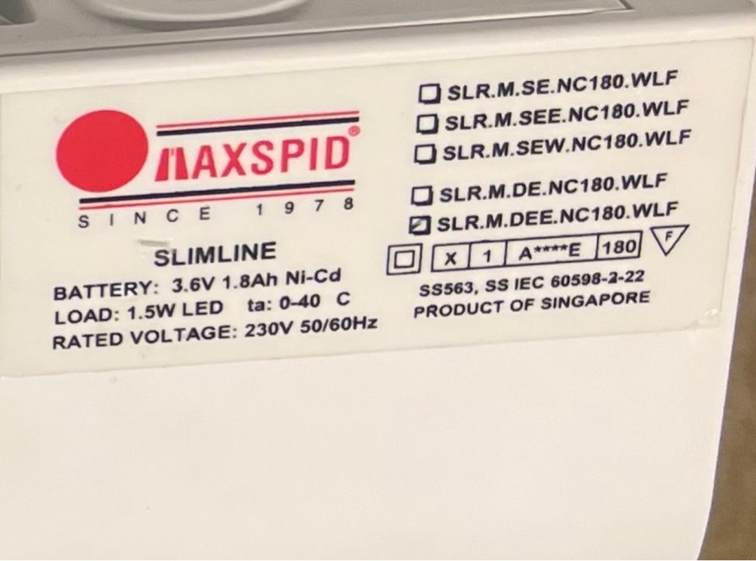 MAXSPID SLIMLINE. Battery:3.6V 1.8AH IN -CD. Load: 1.5W Led ta: 0-40C ...