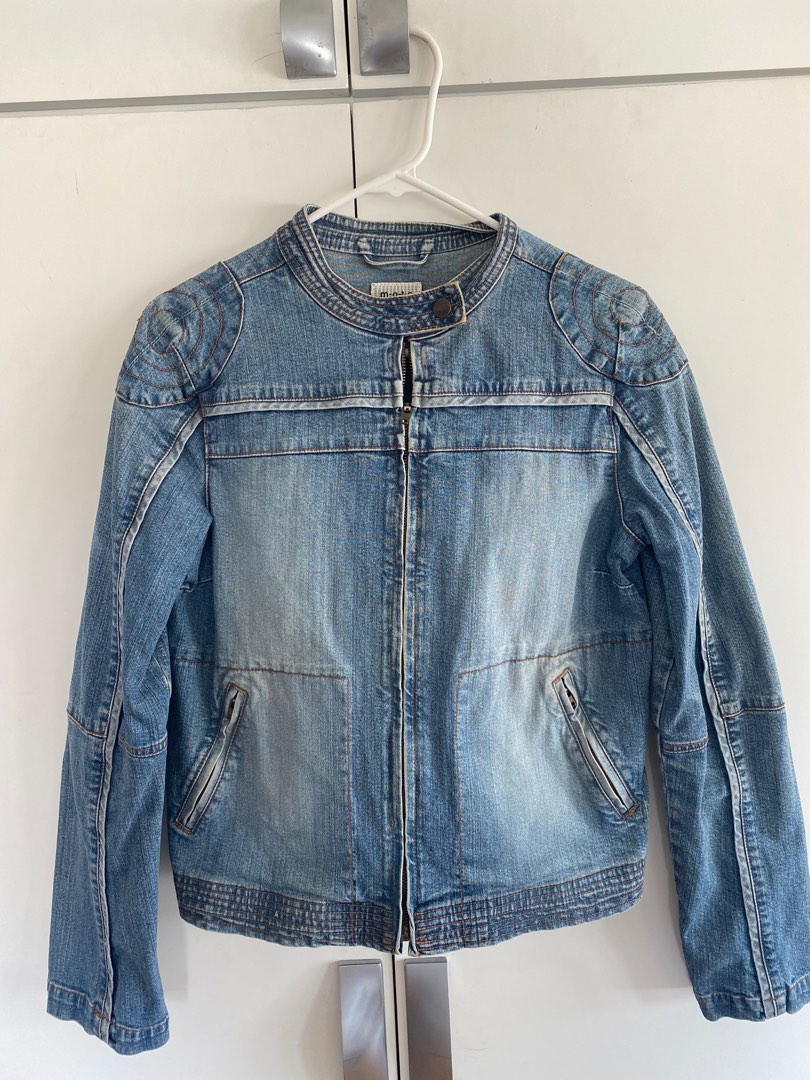 MOTO DENIM JACKET racing jacket style julia fox dupe, Women's Fashion ...