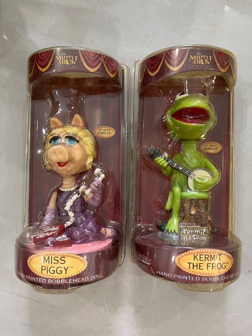 The Muppets Show Kermit the Frog Miss Piggy Bobble head Figurine ...