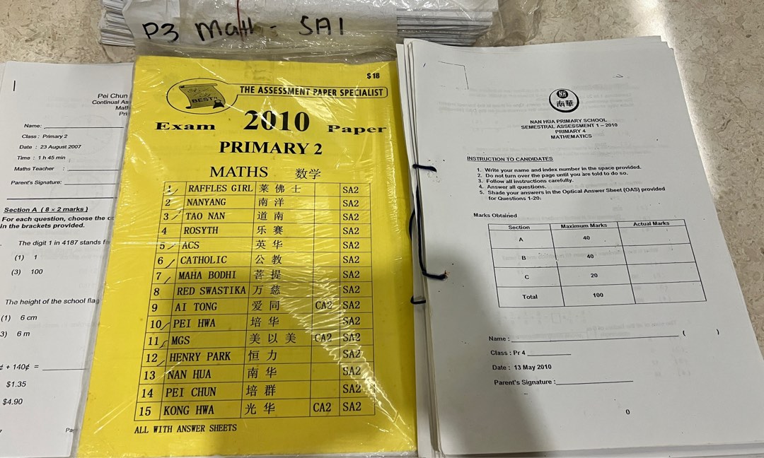 Primary 2 ,3, 4 Mathematics test papers, Hobbies & Toys, Books ...