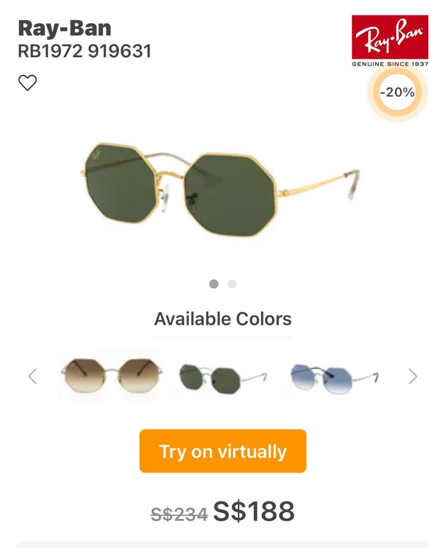 New Ray Ban Octagon Sunglasses, Women's Fashion, Watches & Accessories ...