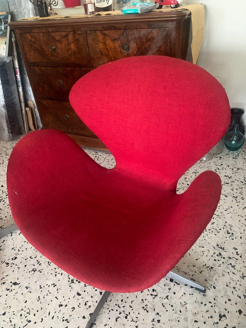 Red Lounge Spin Chair, Furniture & Home Living, Furniture, Chairs on ...