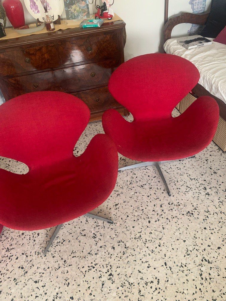 Red Lounge Spin Chair, Furniture & Home Living, Furniture, Chairs on ...