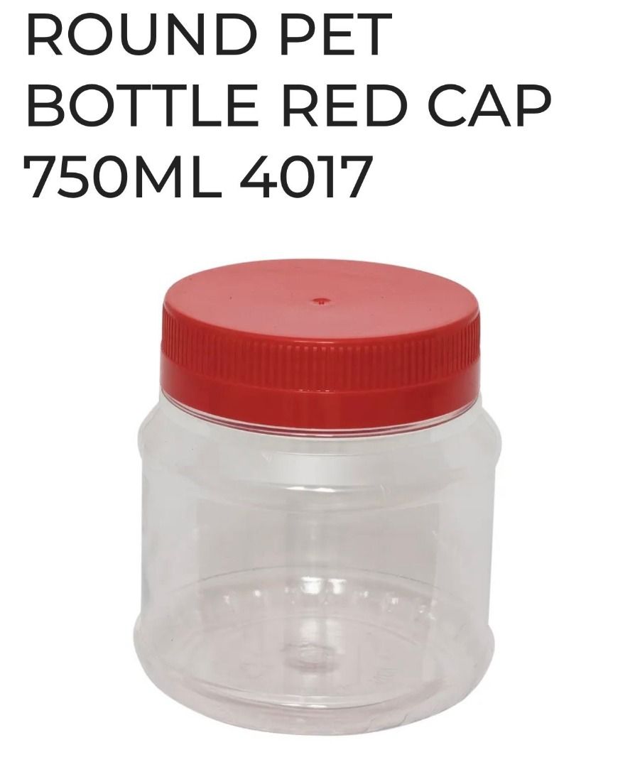 ROUND PET BOTTLE RED CAP 750ML 4017, Furniture & Home Living ...