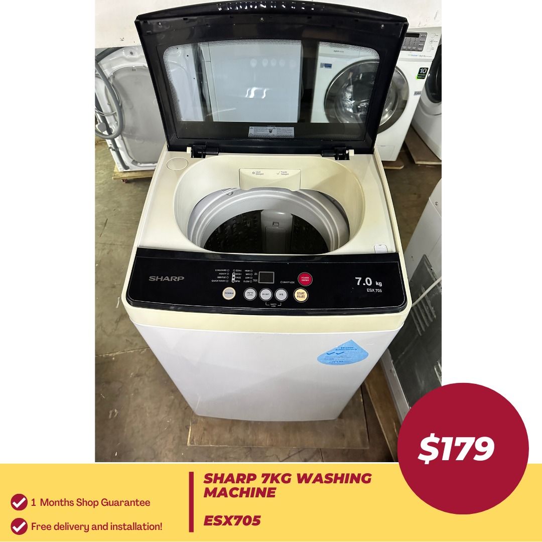 SHARP 7KG Top-Loader Washing Machine ESX705, TV & Home Appliances ...