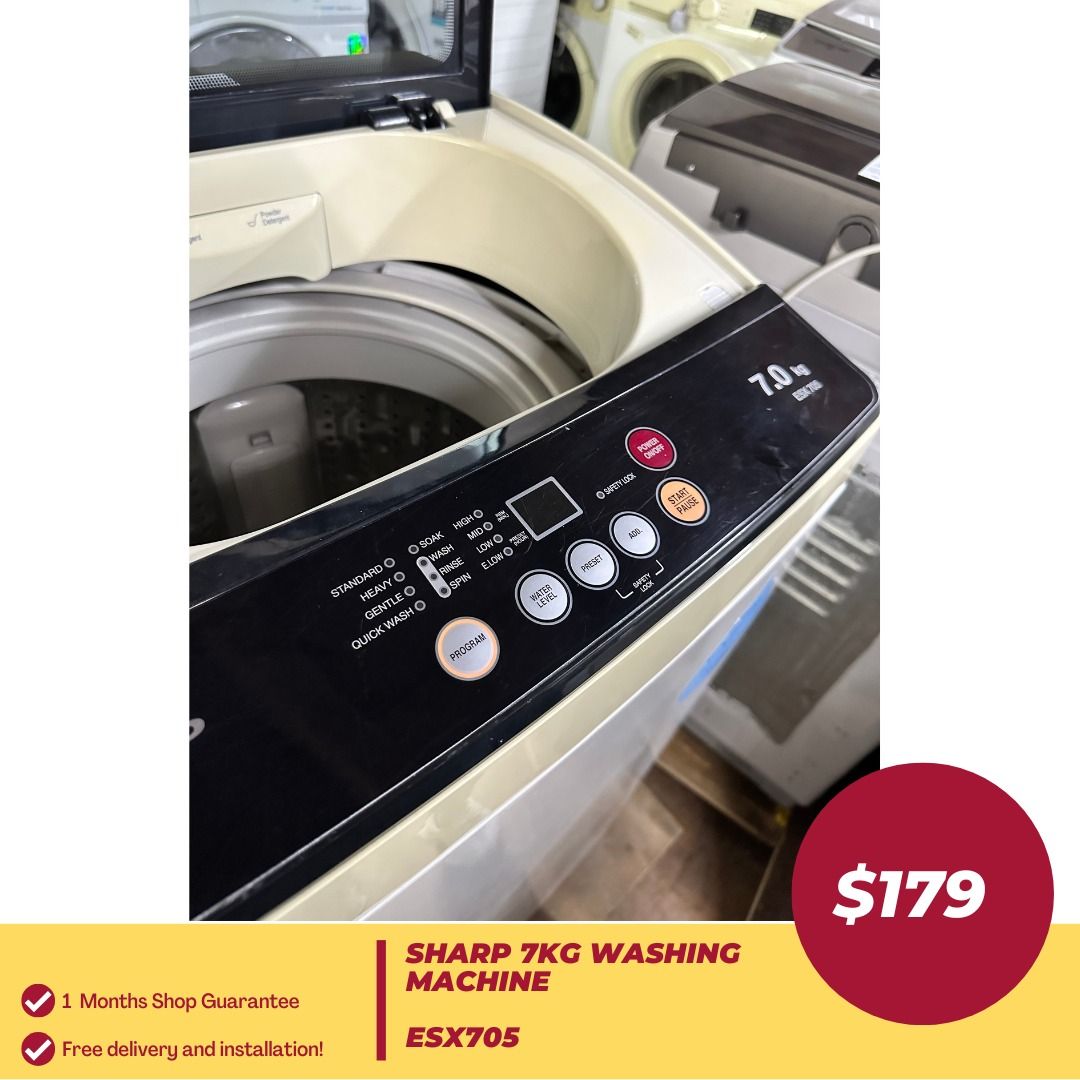 SHARP 7KG Top-Loader Washing Machine ESX705, TV & Home Appliances ...