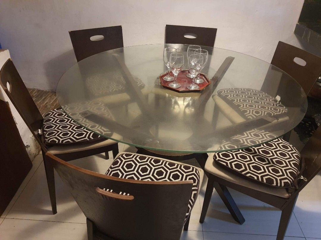 Six sitter dining round table, Furniture & Home Living, Furniture ...