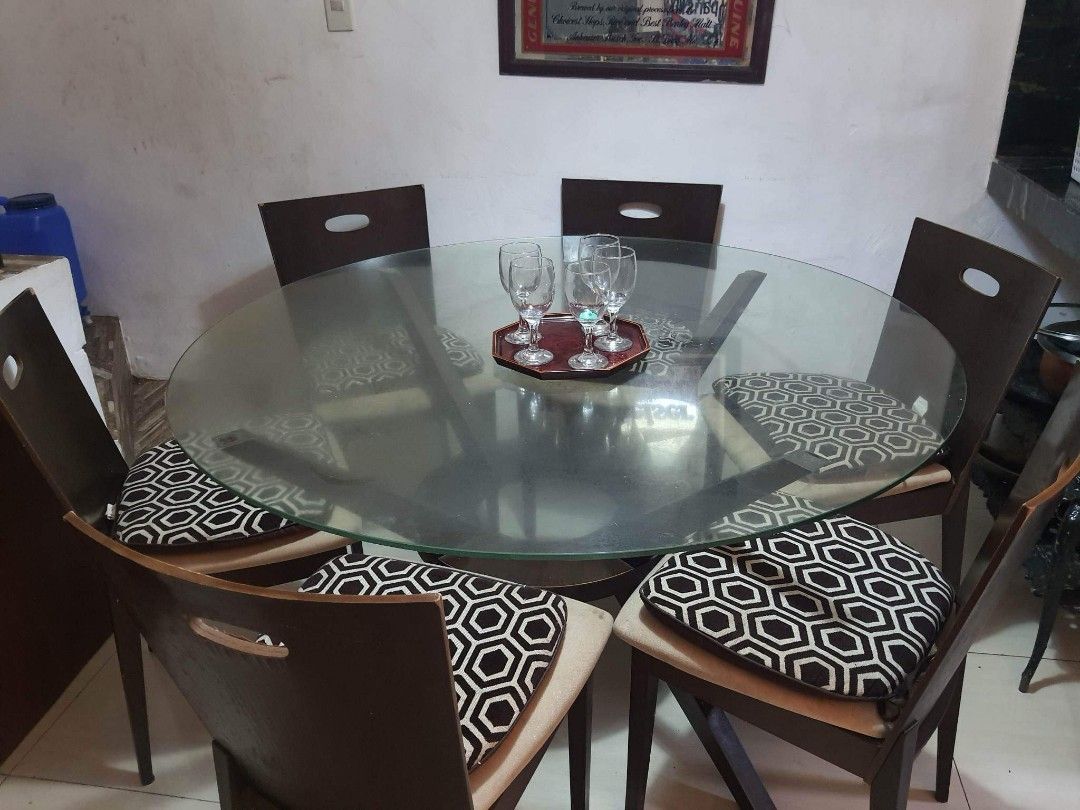 Six sitter dining round table, Furniture & Home Living, Furniture ...