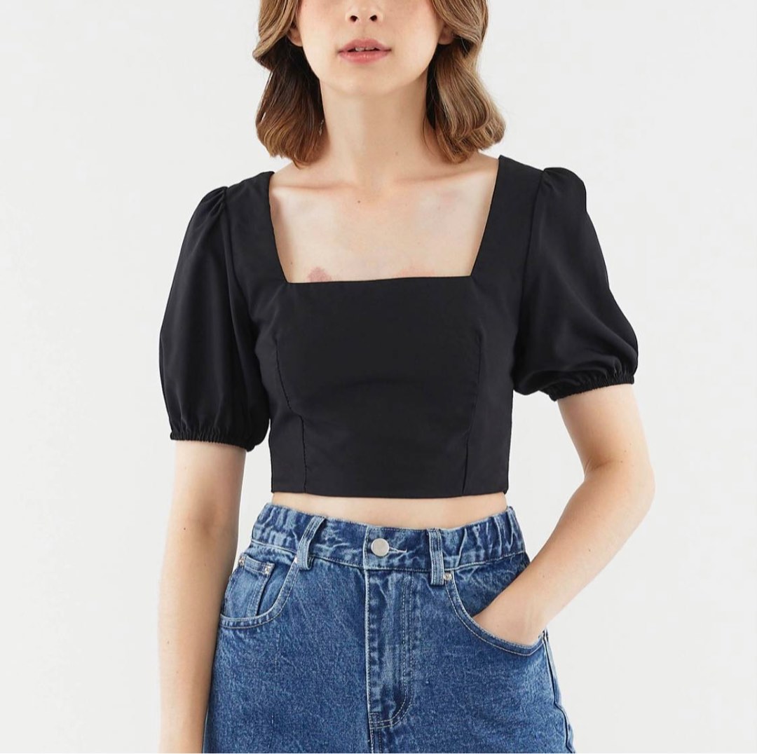 TEM Thea Square Neck Blouse, Women's Fashion, Tops, Blouses on Carousell