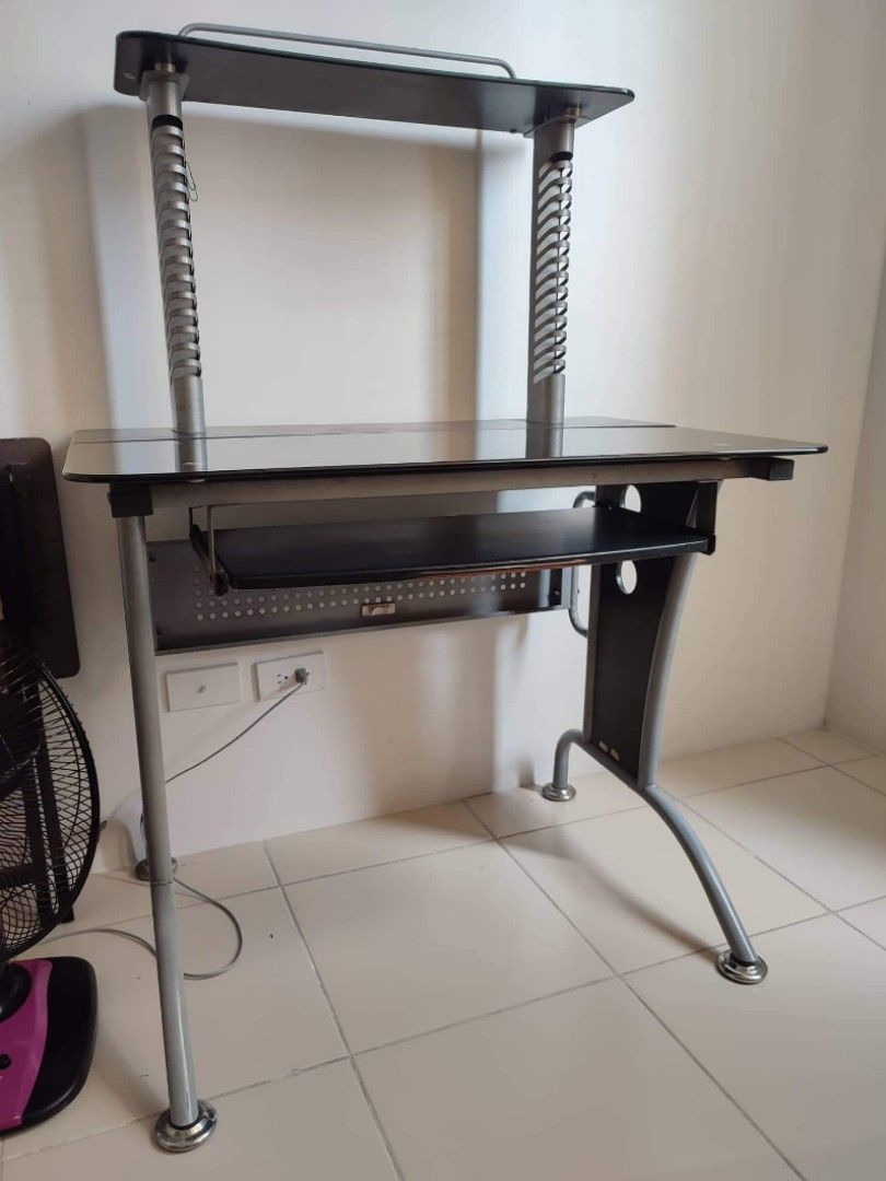 Tempered Glass Top Computer Table, Furniture & Home Living, Furniture ...