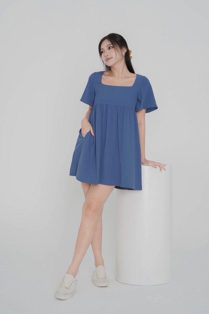 Topazette Tiava Babydoll Dress in Yale Blue, Women's Fashion, Dresses ...
