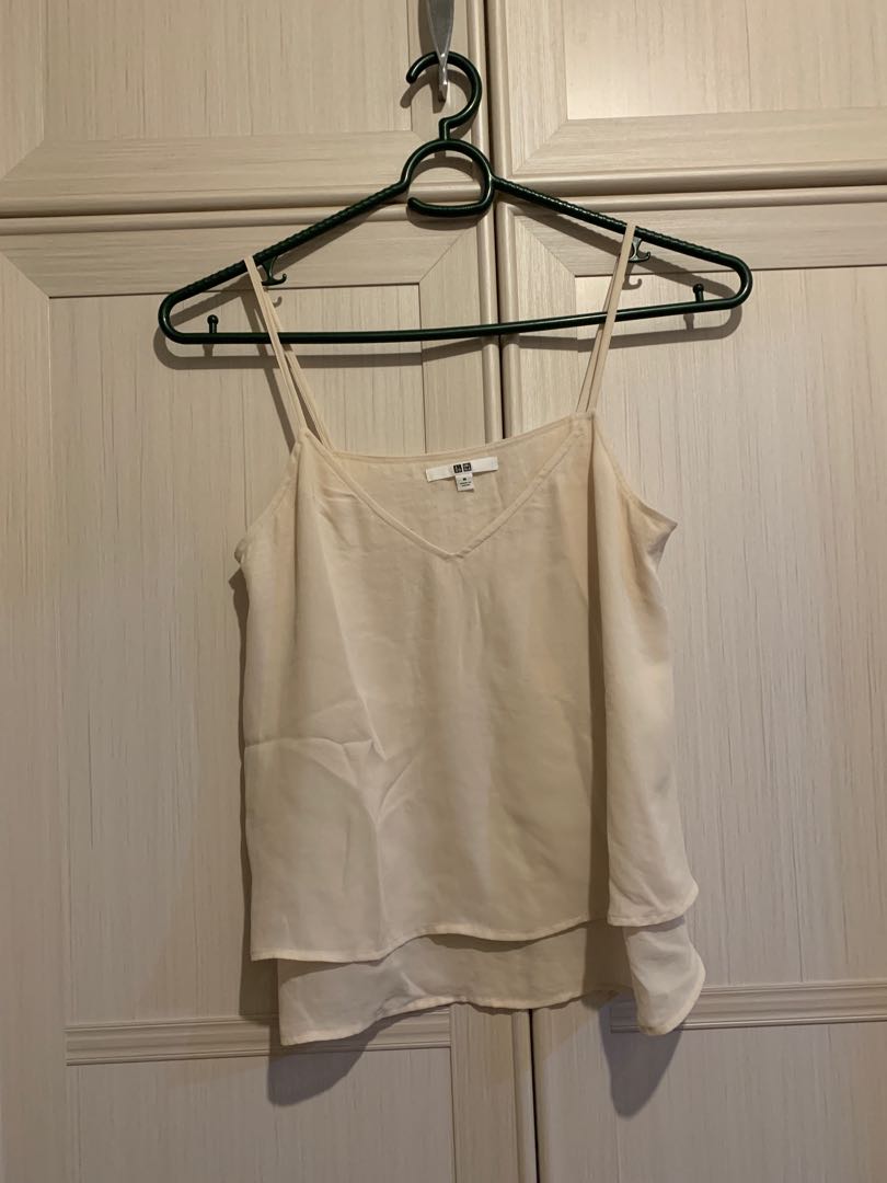 Uniqlo Off-White Spag Top, Women's Fashion, Tops, Sleeveless on Carousell