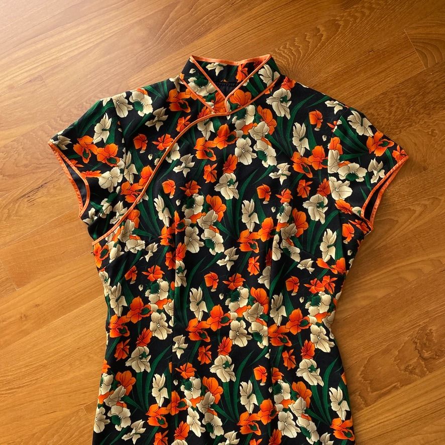 Vintage 1980s Orange Blossom Cheongsam Qipao Dress, Women's Fashion ...