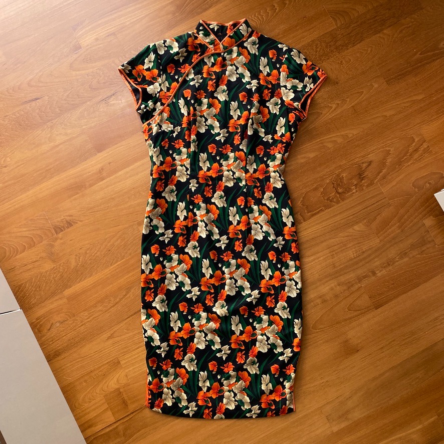 Vintage 1980s Orange Blossom Cheongsam Qipao Dress, Women's Fashion ...