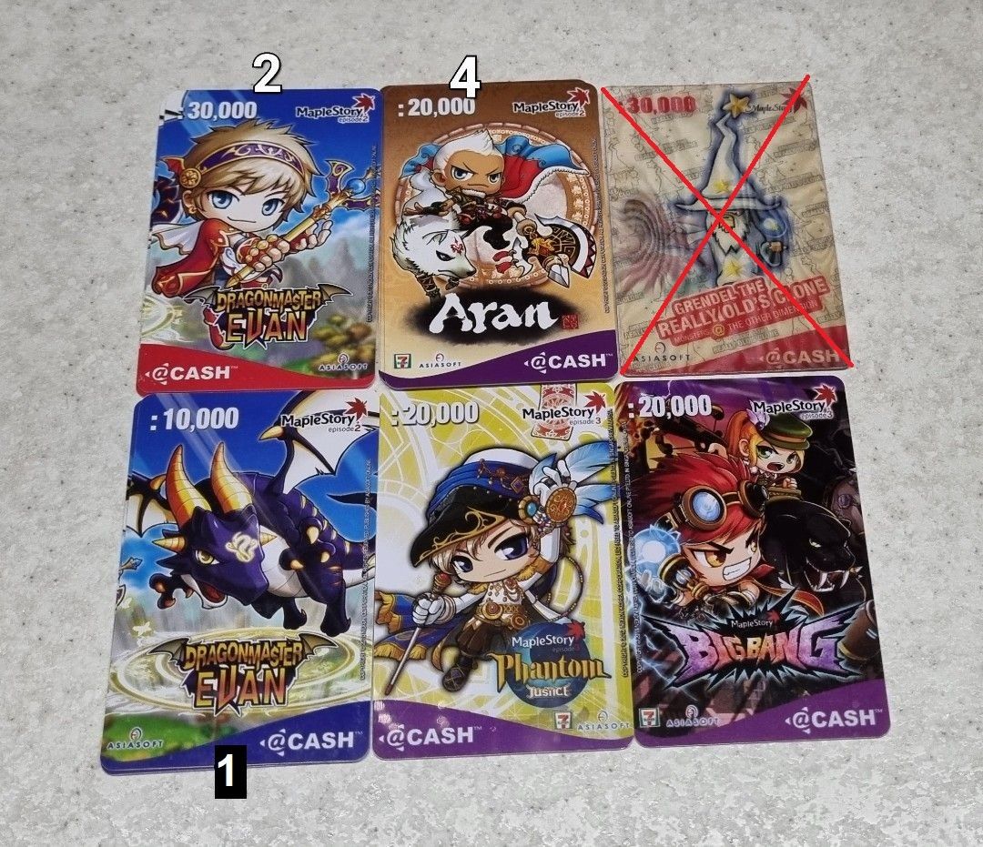Vintage @cash (a-cash) Cards [MapleSEA, Maplestory, Cabal, Pangya ...