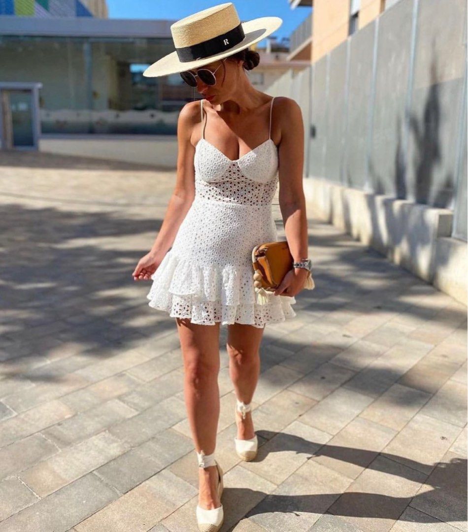 Zara White Ruffled Dress, Women's Fashion, Dresses & Sets, Dresses on ...