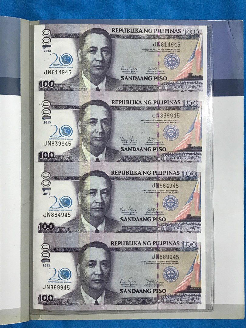 4pcs 100piso Philippines banknote, Hobbies & Toys, Memorabilia ...