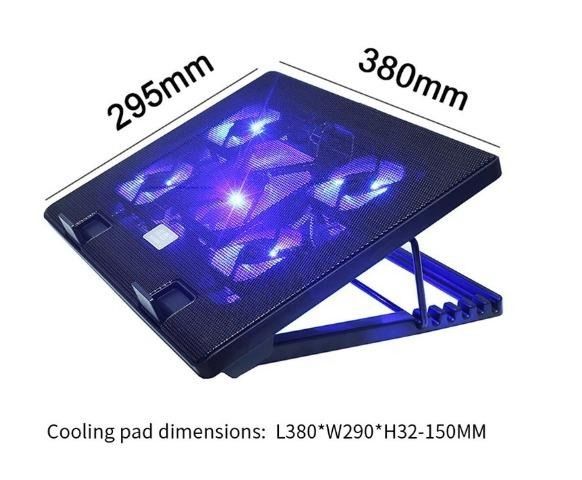 5 Fans 2 USB Laptop Cooler Cooling Pad LED Notebook Cooler Computer USB ...