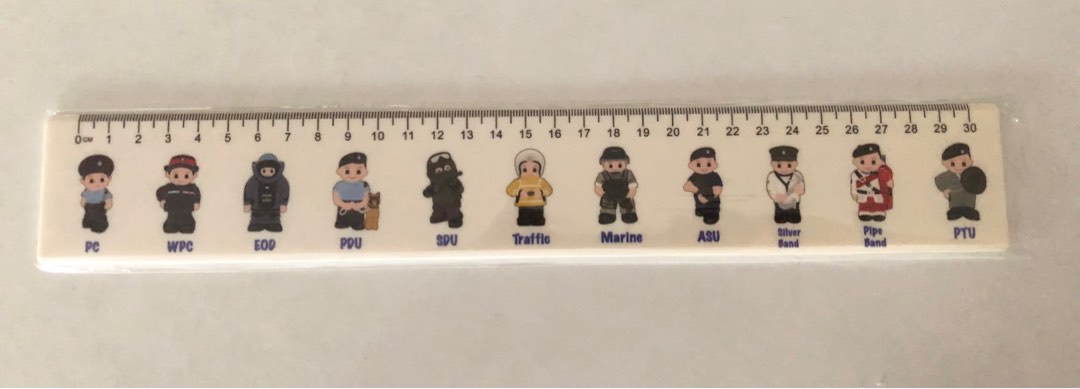 不同部隊的警察 紀念品 長間尺30cm police ruler, 興趣及遊戲, 手作＆自家設計, 文具 - Carousell