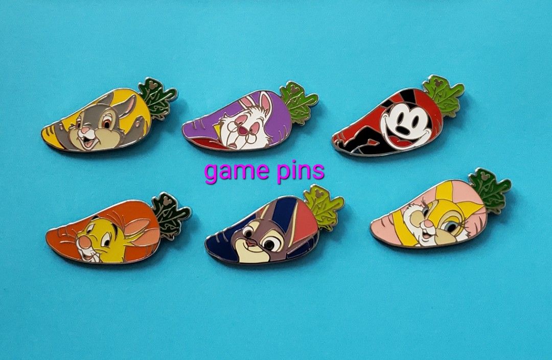 迪士尼 蘿蔔系列 Disneyland game carrot pins 1 套 6 個 : thumper / white rabbit ...