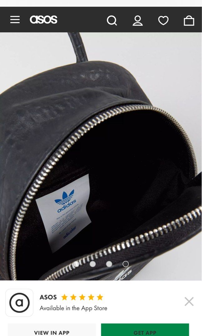 Adidas Originals Leather Look Mini Backpack In Black, Women's Fashion, Bags & Wallets, Backpacks ...