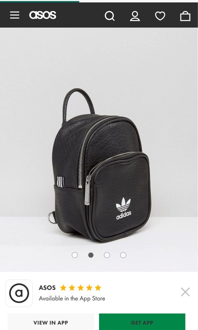 Adidas Originals Leather Look Mini Backpack In Black, Women's Fashion, Bags & Wallets, Backpacks ...