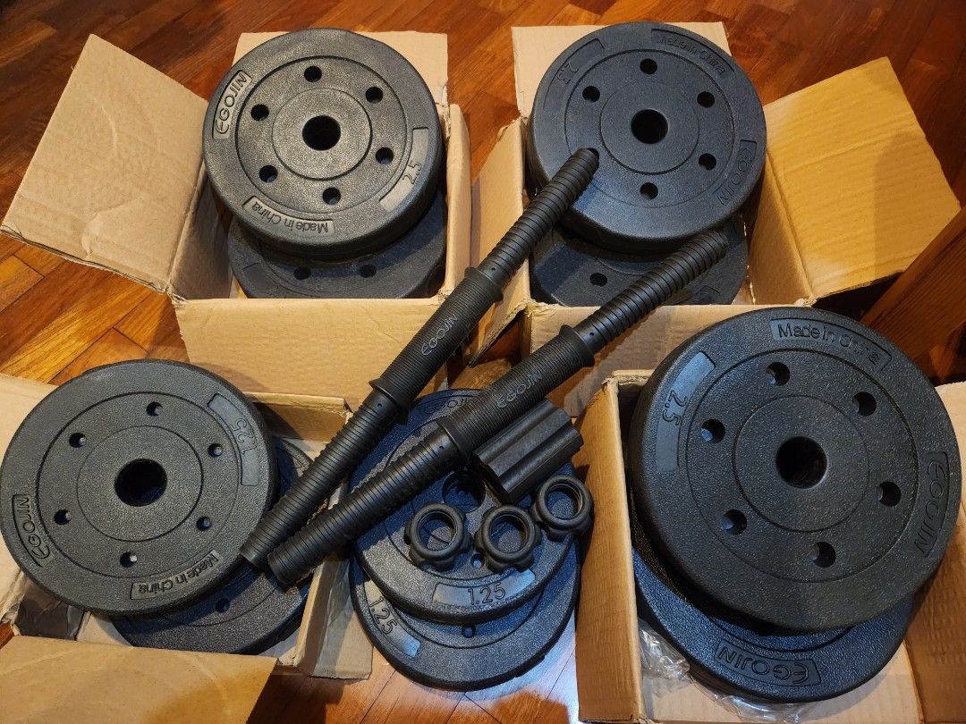 Adjustable dumbbell bar set (Up to 21kg), Sports Equipment, Exercise ...