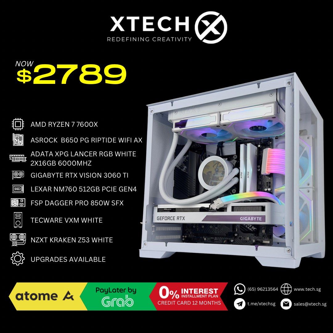 AMD RYZEN 7 7600X + RTX 3060 TI WHITE THEME BUILD | AMD RYZEN 7000 ...