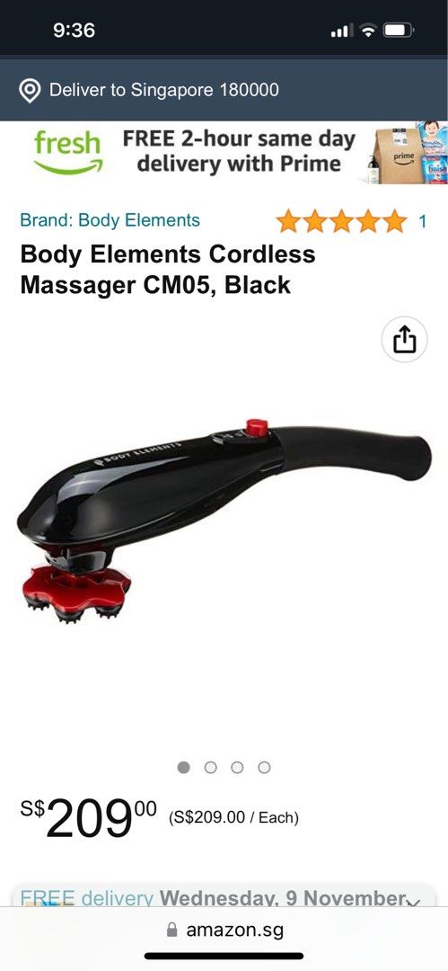 Body Elements CM-5 Cordless Massager, Health & Nutrition, Massage ...