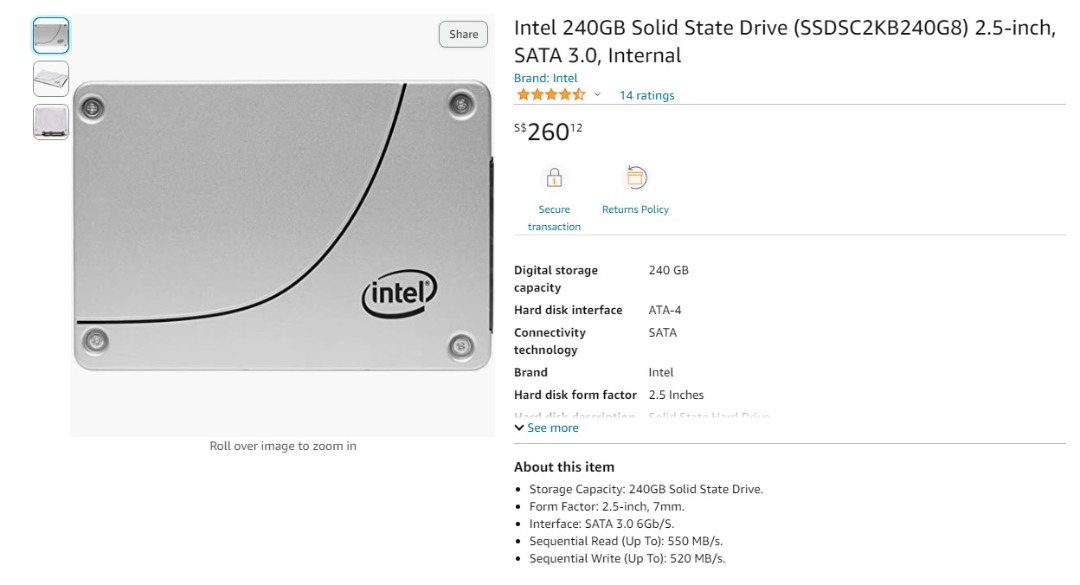 Brand New Intel 240GB/480GB D3-S4510 Series Enterprise/server grade SSD ...