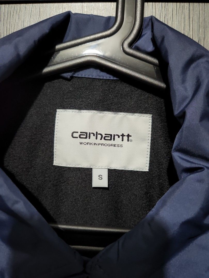Carhartt WIP Navy Blue Script Coach Jacket, Men's Fashion, Coats ...