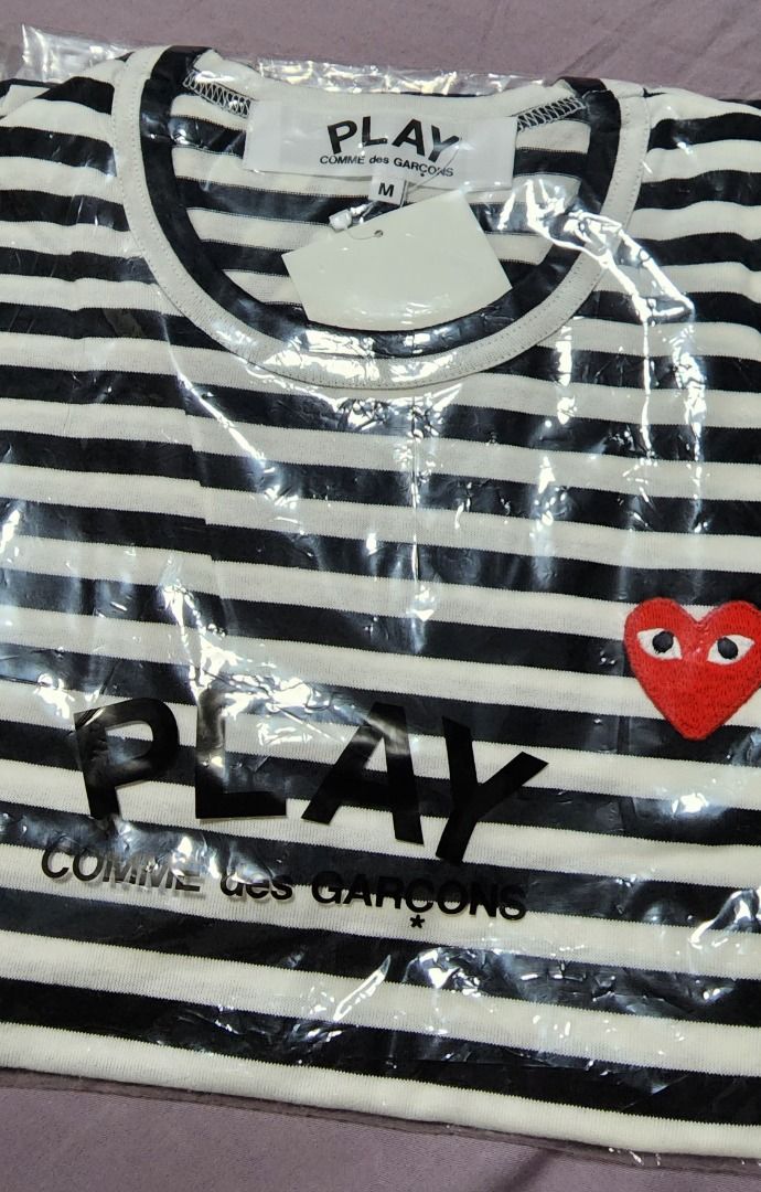CDG PLAY Black Striped T-shirt, Men's Fashion, Tops & Sets, Tshirts ...