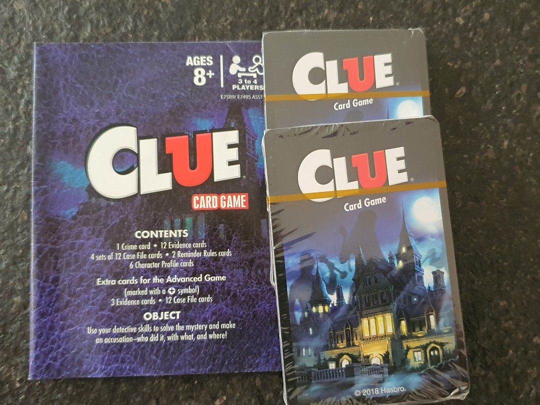 Clue card game by Hasbro, Hobbies & Toys, Toys & Games on Carousell