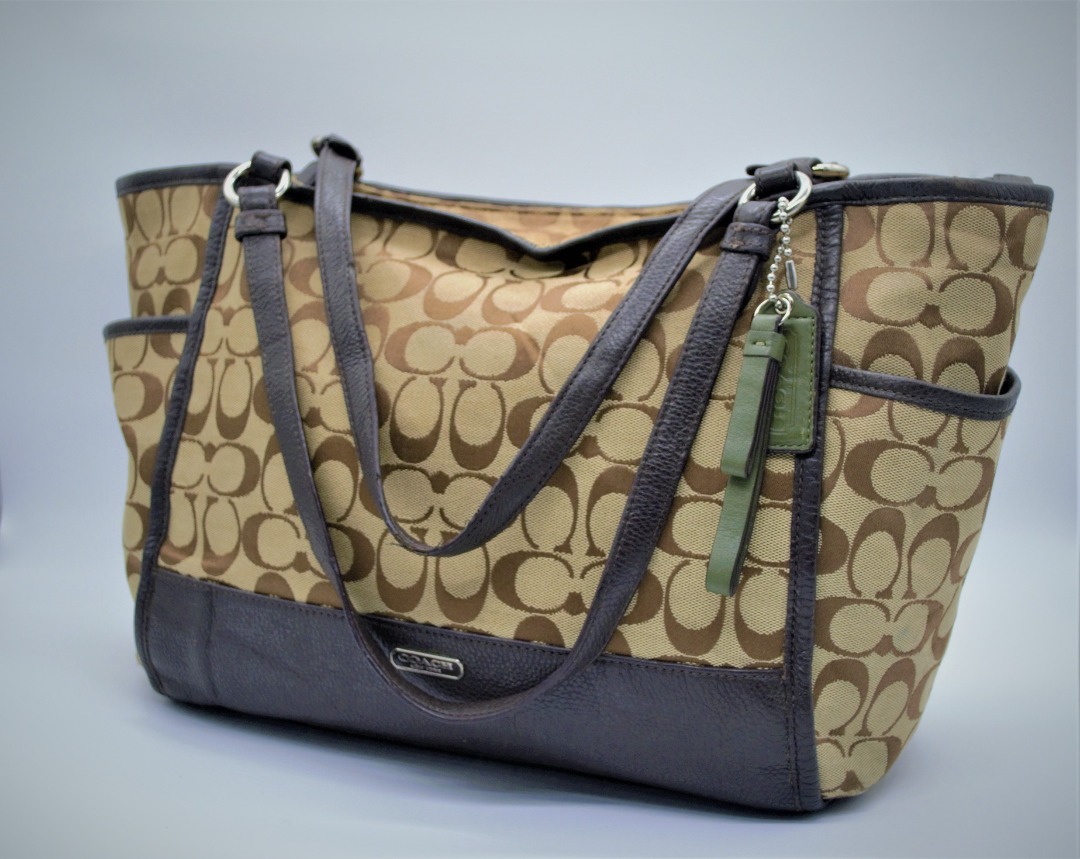 COACH PARK SIGNATURE CARRIE MONOGRAM TOTE BAG, Luxury, Bags & Wallets ...