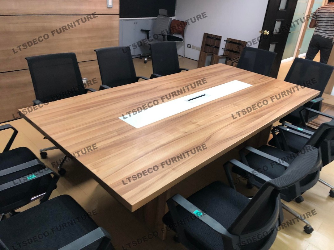 CONFERENCE TABLE LAMINATED FINISH WITH CHAIR OFFICE PARTITION AND ...
