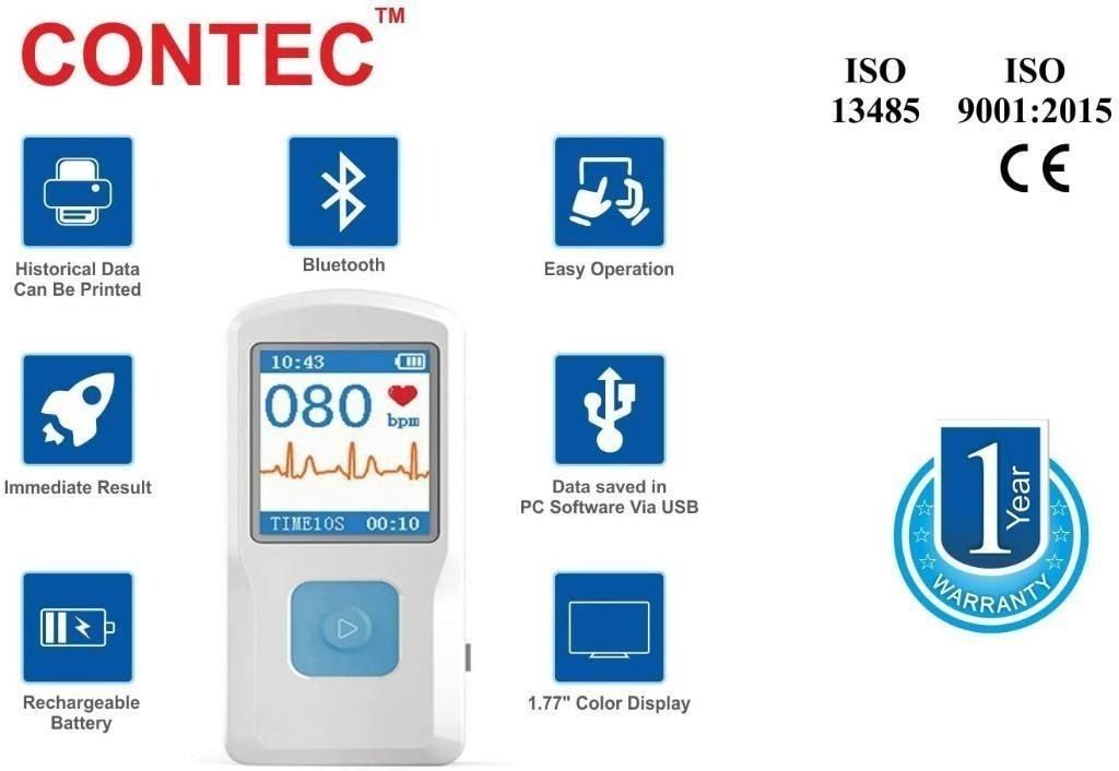 CONTEC Portable ECG/EKG Monitor PC Software Electrocardiogram Bluetooth ...