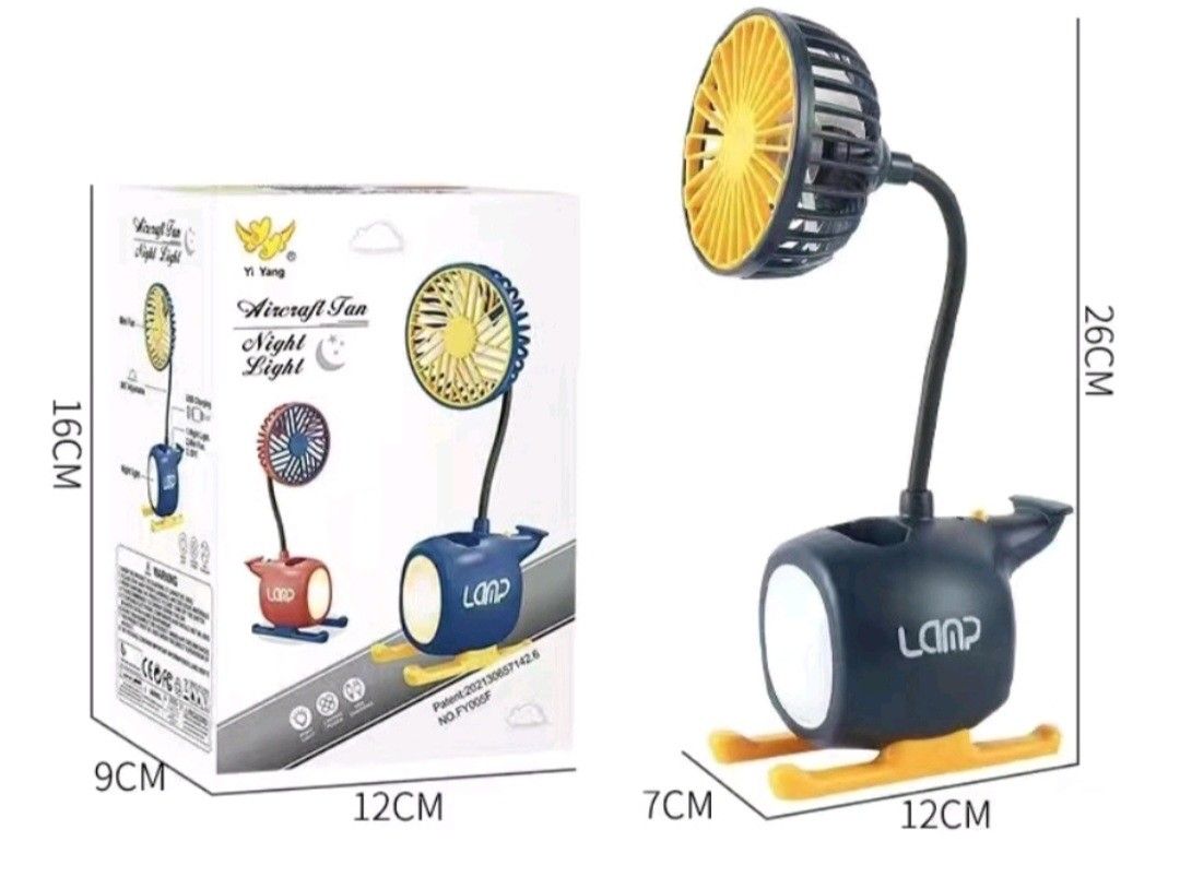 Creative New Aircraft Desk Lamp Small Fan Night Light, Furniture & Home ...