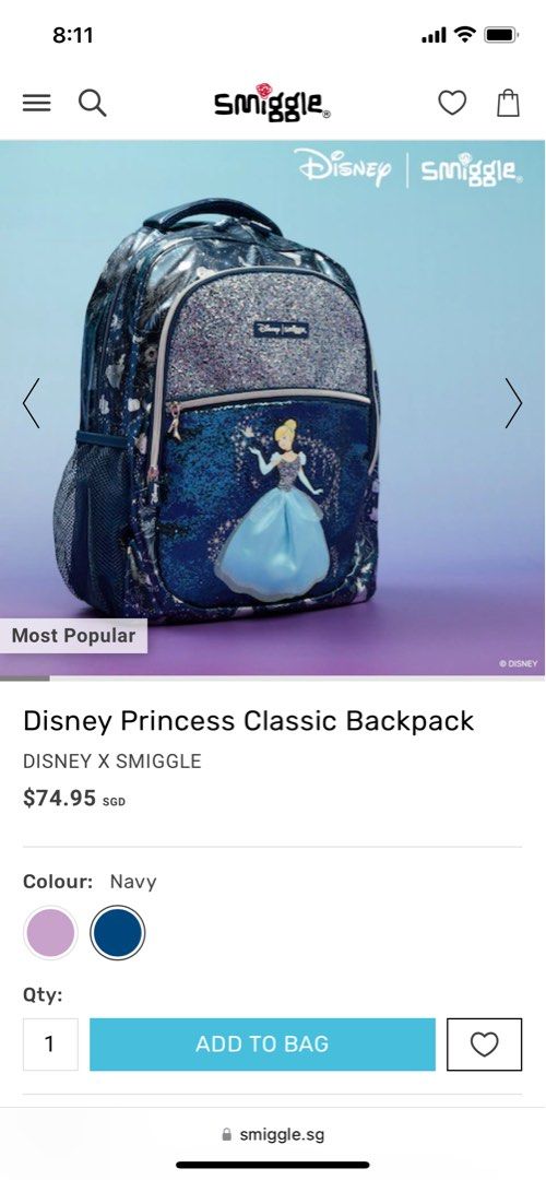 Disney Princess Classic Backpack DISNEY X SMIGGLE, Babies & Kids ...