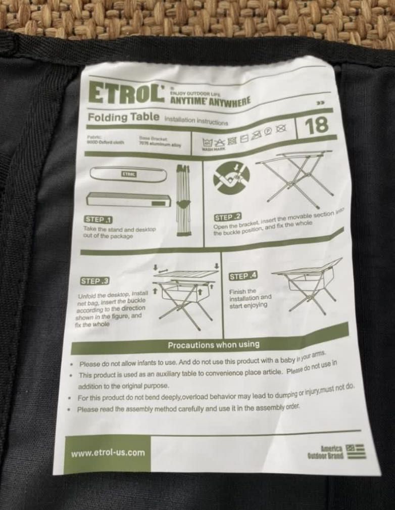 Etrol tarantula tactical foldable table, Sports Equipment, Hiking ...