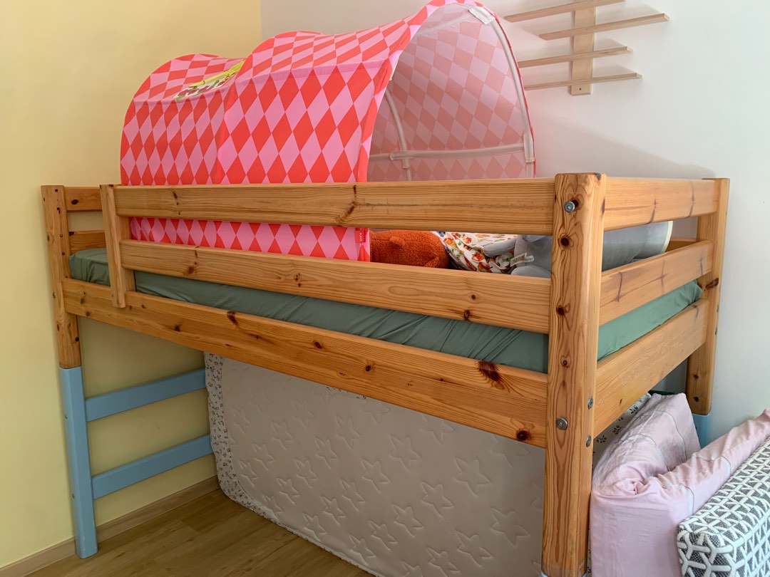 Flexa Loft Bed with Straight Ladder incl Flexa Mattress, Furniture ...